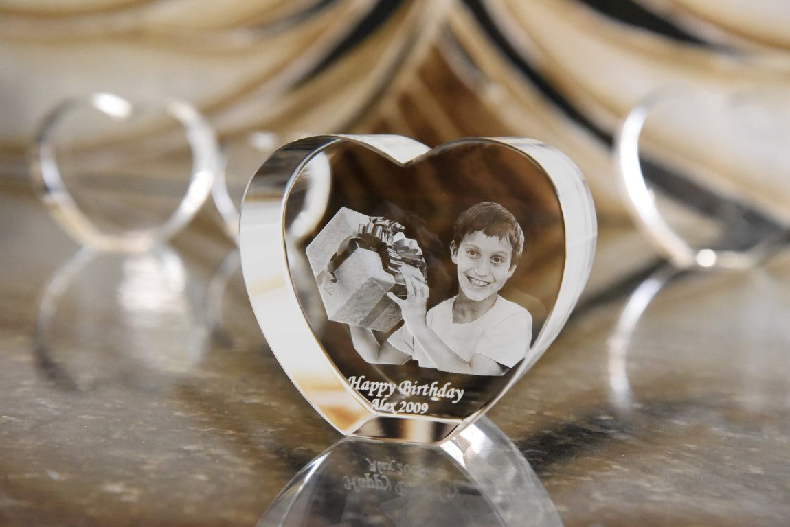 3D Crystal Heart - Medium - Crystal Laser Gift